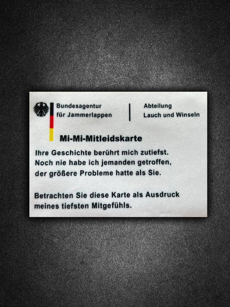 "Mi-Mi-Mitleidskarte" Lasercut Patch – German Operator