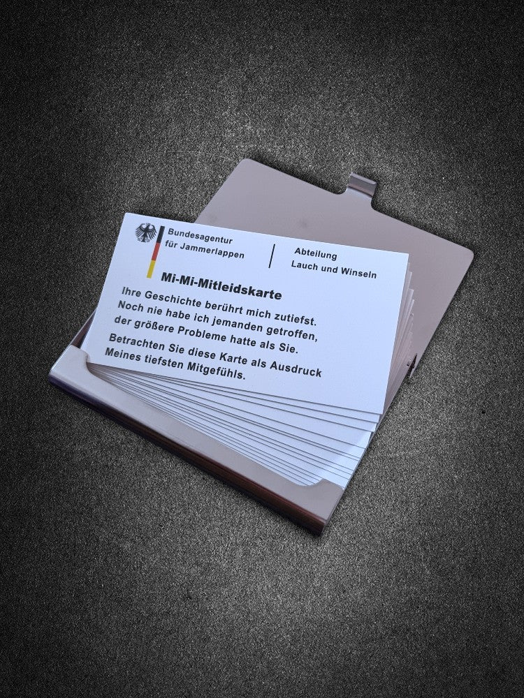 "Mi-Mi-Mitleidskarten" Set in Visitenkartenbox – German Operator